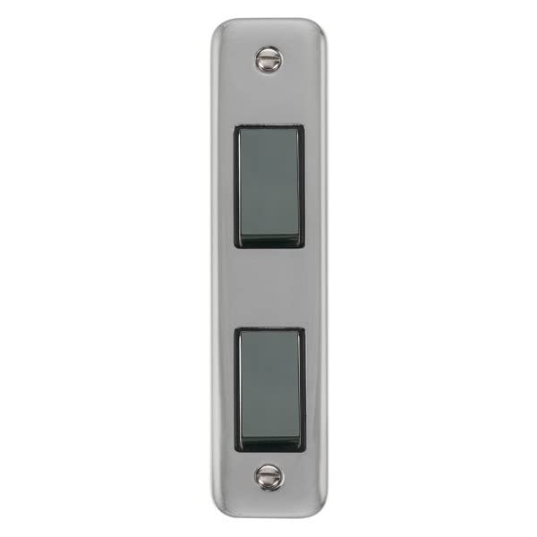 Click Deco Plus Polished Chrome Double Architrave Switch Kit with Black ...