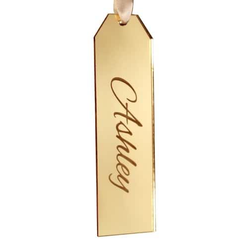 Amazon.com: Gold Acrylic Christmas Stocking Name Tag Personlaized ...