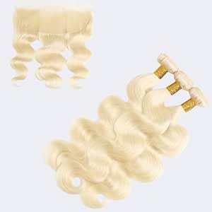 Amazon.com : 613 Bundles Human Hair 16A Blonde Body Wave Bundles with ...