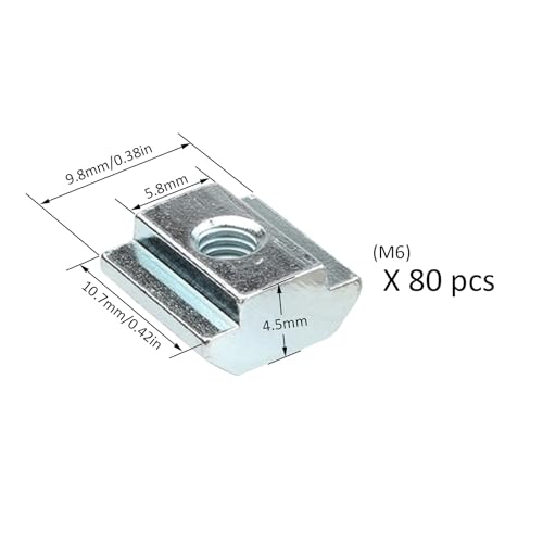 Snapklik.com : BLCCLOY 80pcs 20 Series Extrusion M6 T Slide Nut M6 Tee ...