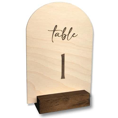 Amazon.com: Wooden Table Numbers - Wood Arch Signs with Stand for ...