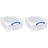 Amazon.com: Really Useful Box 2 Pack 17L Plastic Storage Bins with Snap ...