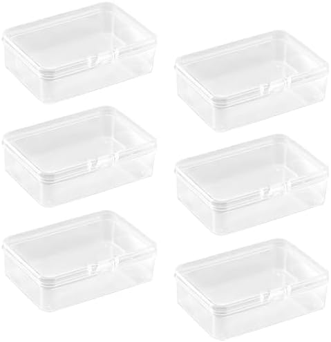 KMZ 6Pcs Plastic Storage Box Mini Rectangular Clear Empty Containers ...