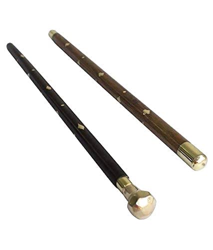 MODERN ARTISAN Wooden Walking Stick Sheesham Wood with Brass Work 2 ...