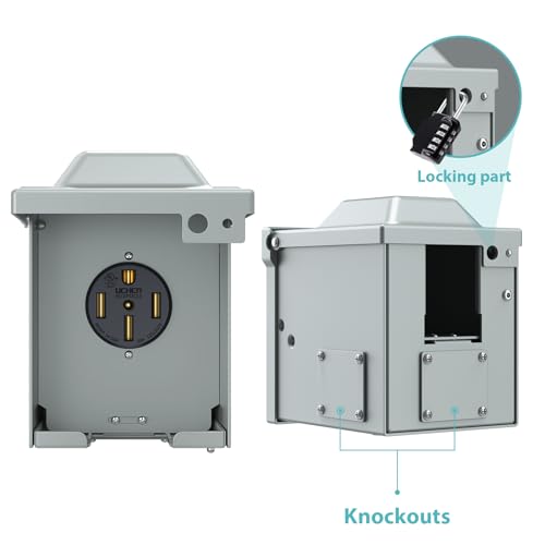 Snapklik.com : 50 Amp RV/EV Power Outlet Box, Enclosed Lockable ...