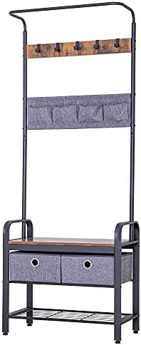 Amazon.com: Sunnyglade Vintage Coat Rack Shoe Bench, Hall Tree Entryway ...