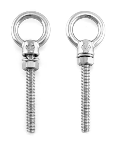 Snapklik.com : Threaded Eyebolts, 50 Pack 1/4 X 2 Long Stainless Steel ...