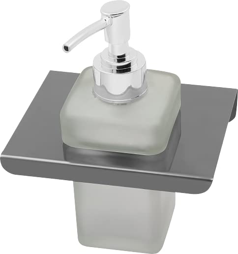 CYCAS Frosted Glass Soap Dispenser with Stainless Steel Stand Anti-Rust ...