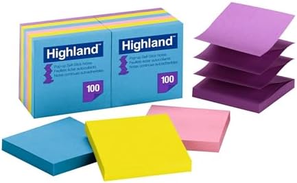 Highland 6549-PUA Pop-up Notes, 3 x 3 Inches, Assorted Pastel Colors ...