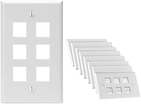 Cmple - 2 Port Keystone Wall Plate White (10 Pack) with Standard Size ...