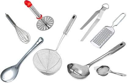 Buy New Trend Combo Set of Kitchen Tools 8 Kitchen Stainless Steel Tool ...