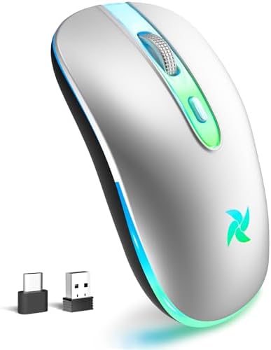 Wireless Mouse, 2.4G Portable Ergonomic Mouse with USB Receiver & Type ...