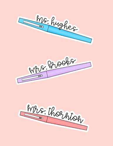 Amazon.com: Personalized Pens Stickers, Custom Name Teacher Stickers ...