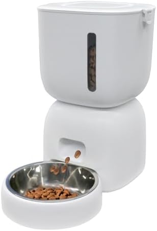 Amazon | penefa 自動給餌器 猫 中型 小型犬用 ホワイト タイマー 機能 音声録音 手動給餌も可能 自動餌やり機 3L タイマー設定 1日4回 健康管理 縦置き型 犬 猫 ...