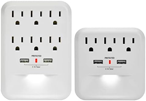 Amazon.com: Lvetek 5 Outlet Extender Multi Plug Wall Outlets with 4 USB ...