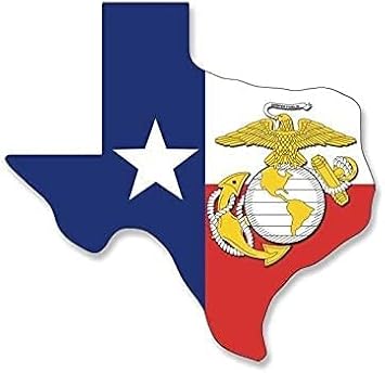 Amazon.com - Texas Shaped TX Flag w Gold Eagle Marines Logo Sticker ...