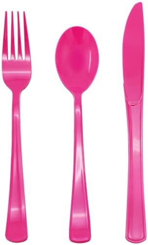 Amazon.com: Hot Pink Spoon and Fork Set (50 Each) - Hot Pink Tableware ...