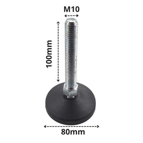 RUBBERGIANT Adjustable Feet M10 x 100mm – Diameter/Base 80mm – Pack of ...