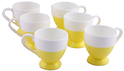 Buy HI LUXE Round Tea Cup Set 9001 - Yellow Dual Tone (6 Pcs Set ...