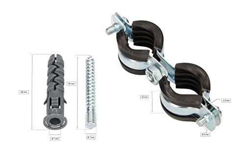 KOTARBAU Set of 10 Double Pipe Clamp 1/2 Inch with Rubber Insert ...