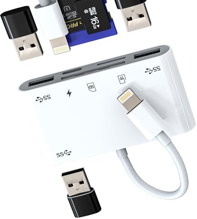 Amazon.com: Lightning to USB Micro SD Card Reader Charger Adapter 6in1 ...