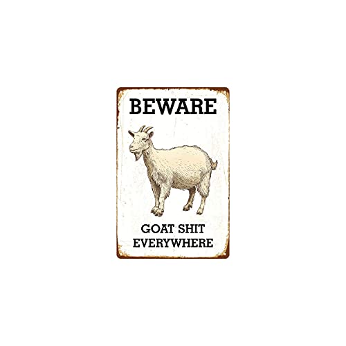 Funny Metal Tin Sign Goat Beware Goat Everywhere Shop Farm Cafe Garage ...