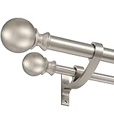 Amazon.com: Brass Double Curtain Rods with Cap Finials, Double Curtain ...