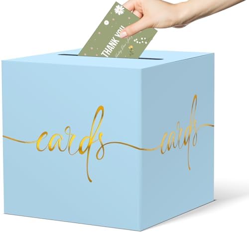 Amazon.com: Navy Blue Card Box with Silver Foil Design Wedding Card Box ...