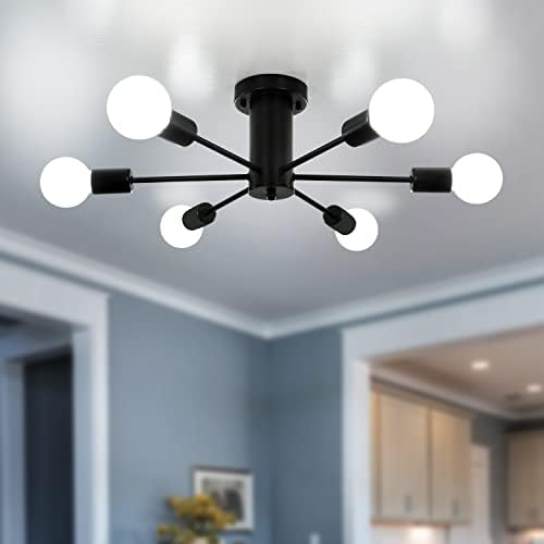 Dellemade Modern Sputnik Chandelier, 6-Light Ceiling Light, 6 LED Light ...