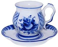 Amazon.com: Gzhel Porcelain Set of 4 Tea cups with Saucer and Tea Pot ...