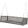 Amazon.com: Patio Minimalist Acacia Wood Porch Swing with Hemp Rope ...