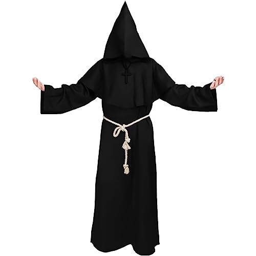 Kitimi Monk Costume Adult Men, Hooded Monk Robe Outfit, Costume ...