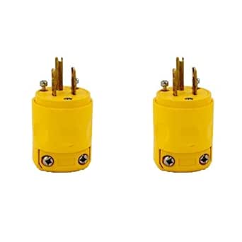 Leviton 515PV 15 Amp, 125 Volt, Grounding Plug, Yellow (Pack of 2 ...