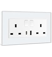 BSEED Double Switched Universal Wall Socket with USB C & USB A - 2 Gang ...