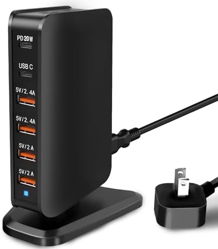 Amazon.com: USB Charger Block RISWOJOR, 40W/8A 6 Port USB Charging ...