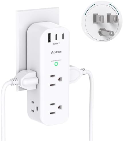 Amazon.com: Addtam USB Wall Charger Surge Protector 5 Outlet Extender ...