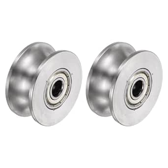 uxcell 2pcs U Groove Track Wheel, 1.89" 201 Stainless Steel Sliding ...