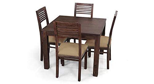 MS WOOD FURNITURE Dining Table4 Seater Dining Table with Cushion Chair for Living Room|Brown ...