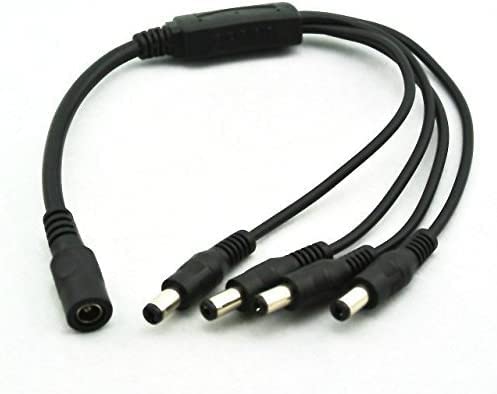 SANSCO DC Power Supply Splitter 1 to 4 Plugs Y Connector 2.1mm Adapter ...