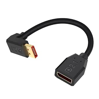 Duttek 90 Degree DisplayPort 2.1 Cable 6Inch/15cm, 40Gbps Short Down ...