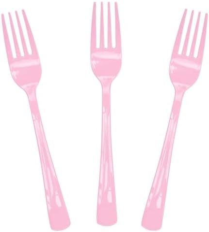 Amazon.com: SietDESEO 25 PCS Light Pink Plastic Forks Baby Pink Forks ...