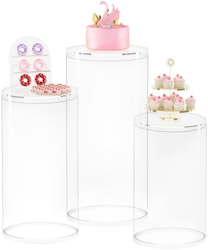Amazon.com: QUNNYINE 2 Pack Acrylic Pedestal Display,Tall Acrylic Clear ...