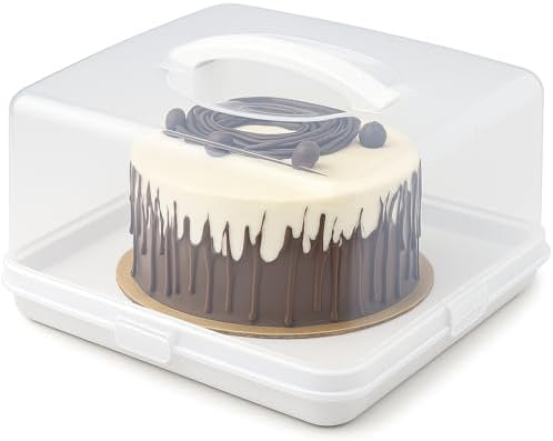ANGIX 1 x Square Cake Box with Handle, 4 Locking Clips, Portable Cake ...