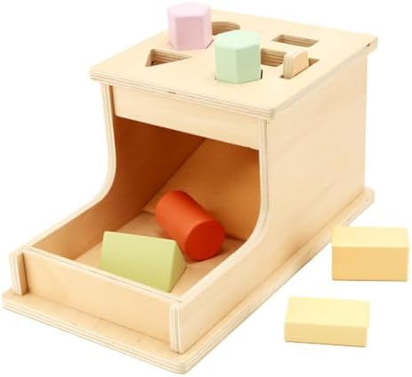 Montessori Object Permanence Box for Babies, Wooden Ball Drop Toy with ...