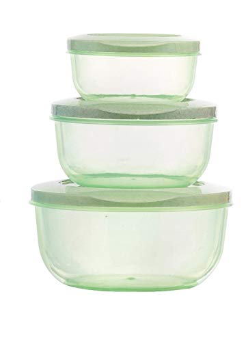 Buy MasterCook Malta Round Plastic Container 3 Pcs Set,Green (290 ml ...