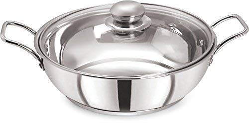 Marbelon Stainless Steel Kadai -Wok, with Glass Lid, Induction Friendly ...