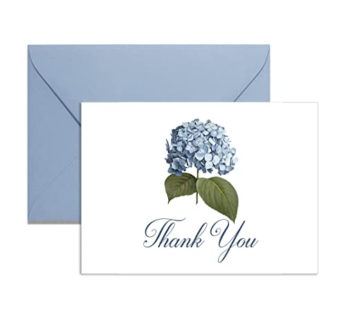 Amazon.com: Blue Hydrangea Thank You Cards | Stationery Thank You Cards ...