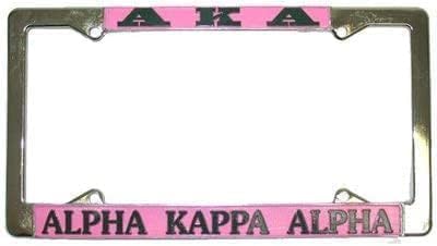 Amazon.com: AKA Pink Chrome License Plate Frame 1908 Alpha Stole Kappa ...