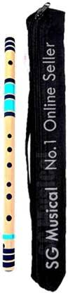 SG MUSICAL Bansuri B Scale Natual Wood Color with Flute Cover, Pack of ...