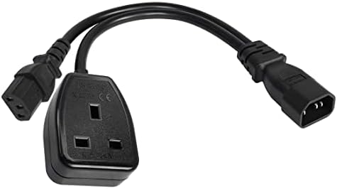 YACSEJAO C14 to C13+UK Splitter IEC C14 Plug to C13+Standard 1 Gang UK ...
